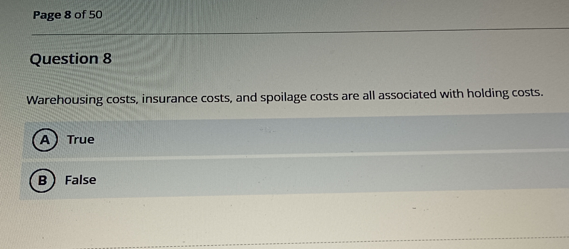 Solved Page 8 of 50Question 8Warehousing costs, insurance | Chegg.com Solved Page 8 of 50Question 8Warehousing costs, insurance | Chegg.com