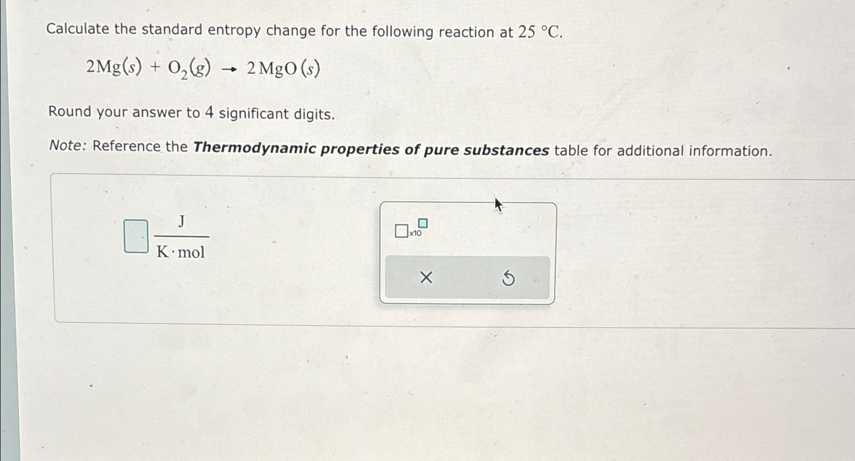 Solved Calculate the standard entropy change for the | Chegg.com