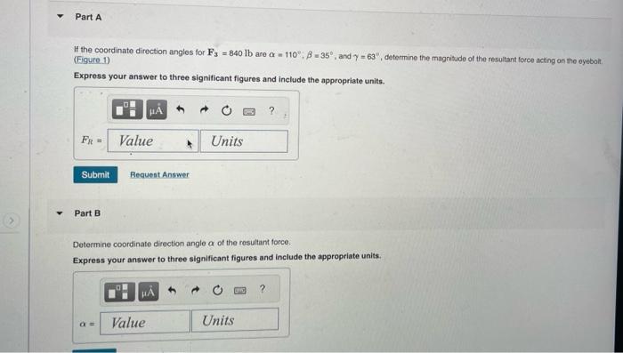Solved Figure 1 Of 1if The Coordinate Direction Angles For