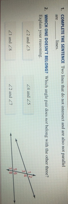 Solved 1. COMPLETE THE SENTENCE Two lines that do not | Chegg.com