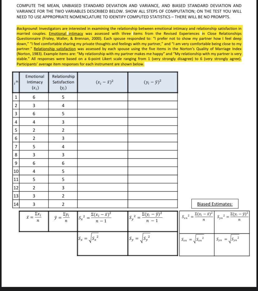 Solved Compute The Mean Unbiased Standard Deviation And 