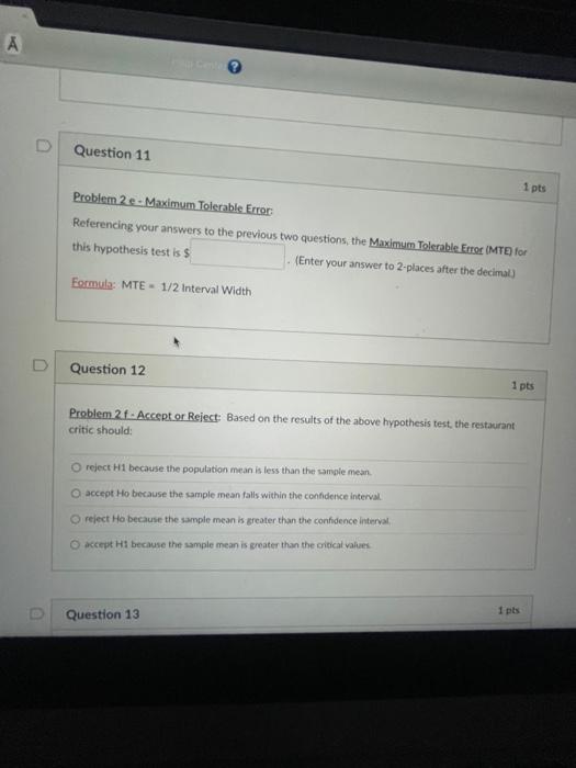 Solved 1 pts Problem 2e-Maximum Tolerable Error: Referencing | Chegg.com