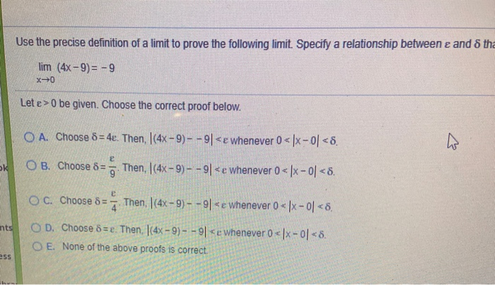 Solved Use the precise definition of a limit to prove the | Chegg.com