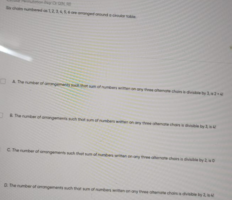 Solved Nermutation (Nar Or G(N, ﻿RI)Six chairs numbered as | Chegg.com