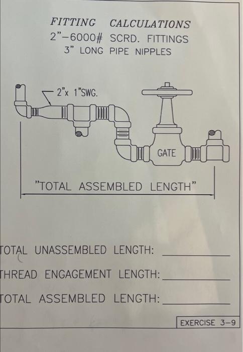 Solved FITTING CALCULATIONS 2"-6000# SCRD. FITTINGS 3" LONG | Chegg.com