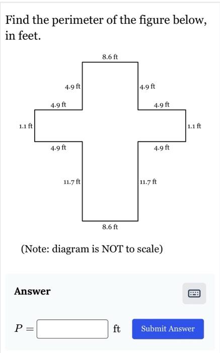 Solved Find the perimeter of the figure below, in feet. | Chegg.com