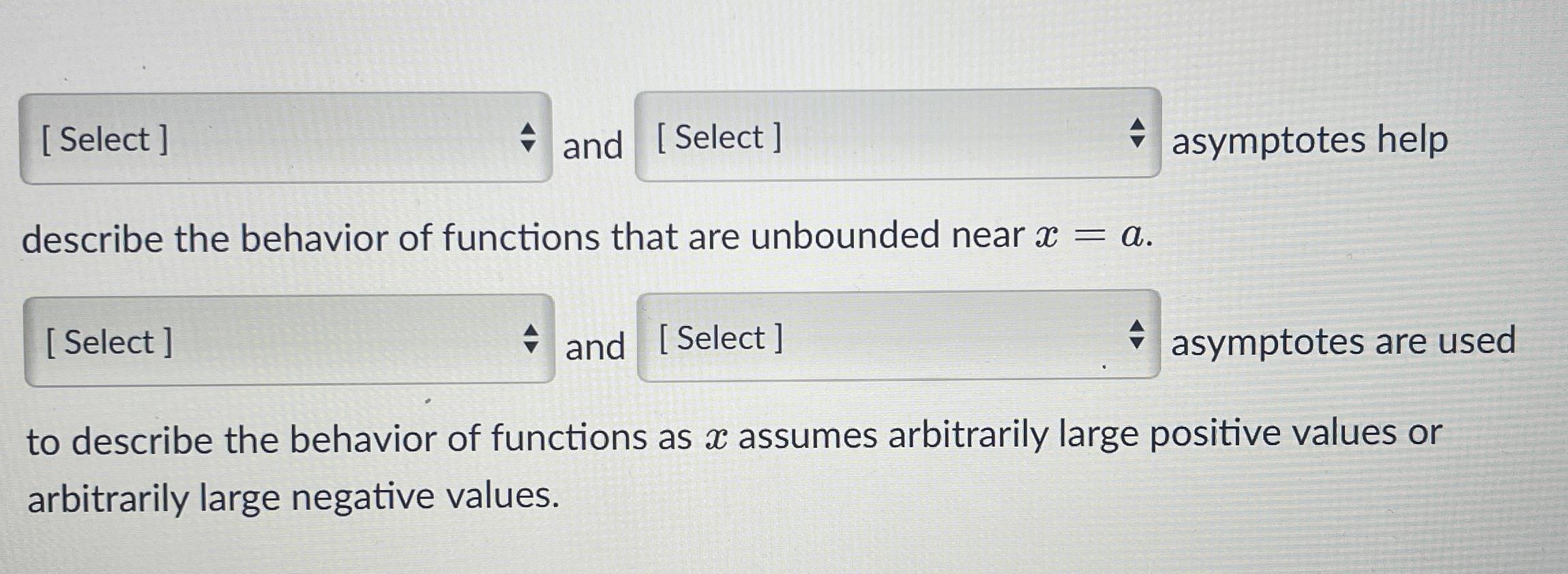 Solved and asymptotes helpdescribe the behavior of functions | Chegg.com
