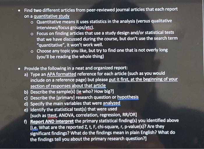 Solved - Find two different articles from peer-reviewed | Chegg.com