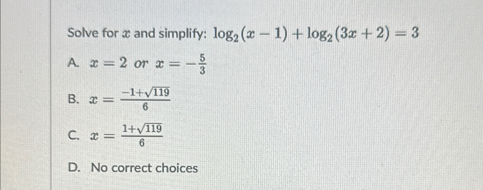 Solved Solve for x ﻿and simplify: | Chegg.com