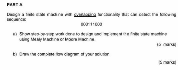 Solved PARTA Design a finite state machine with overlapping | Chegg.com