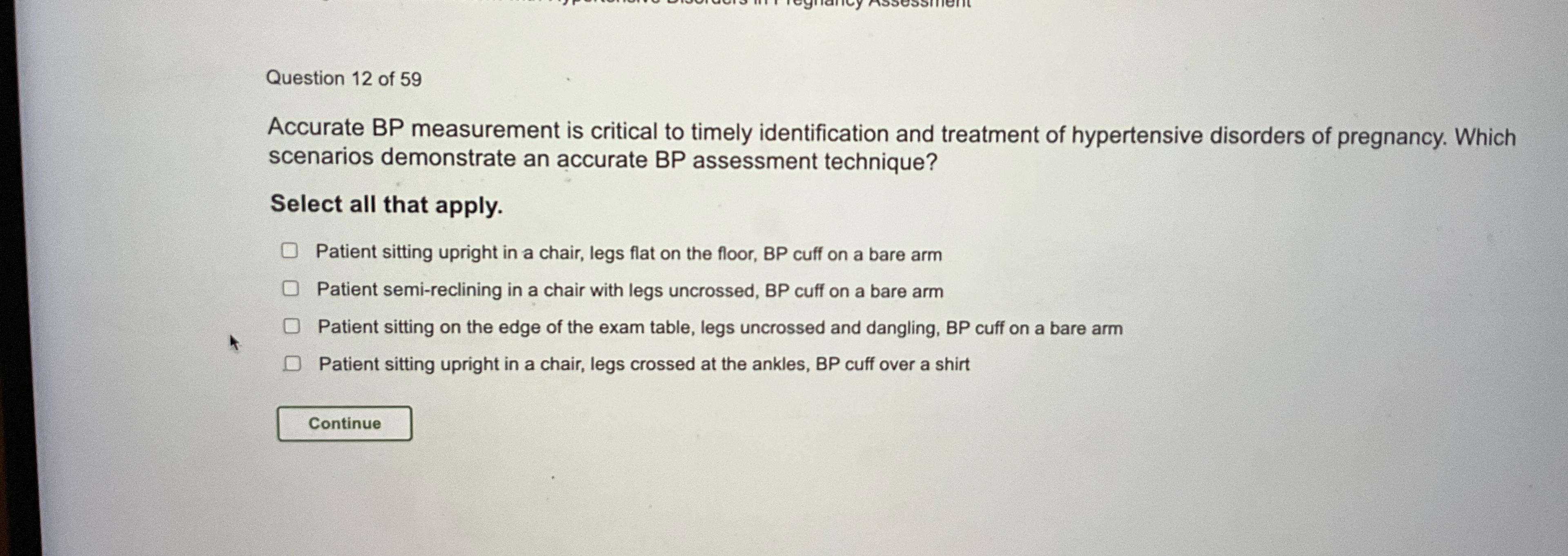 Solved Question 12 ﻿of 59Accurate BP measurement is critical | Chegg.com