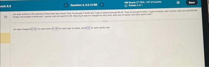 Solved Jim look dothes to the cleaners tree times last | Chegg.com ...