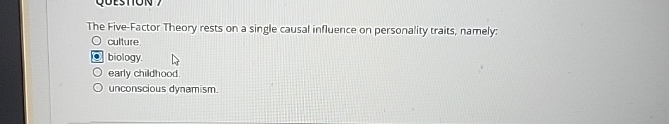 Solved The Five-Factor Theory rests on a single causal | Chegg.com