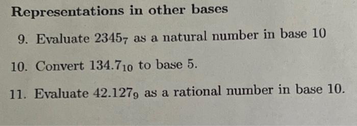 Solved Representations in other bases 9. Evaluate 23457 as a | Chegg.com