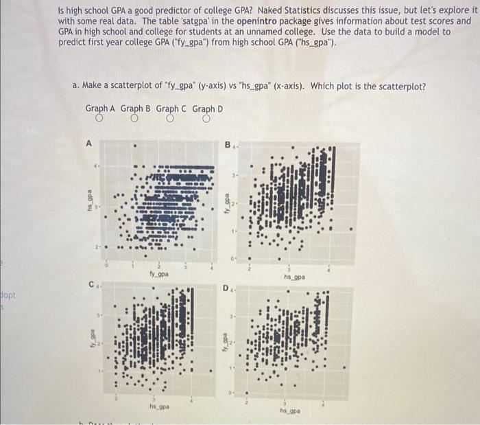 Solved Is high school GPA a good predictor of college GPA? | Chegg.com