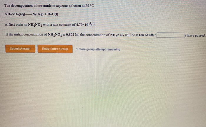Solved The decomposition of nitramide in aqueous solution at | Chegg.com