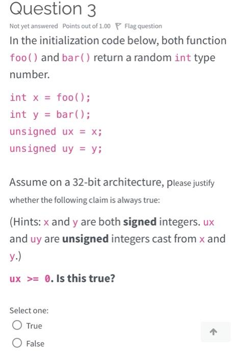 Solved Question 3 Not yet answered Points out of 1.00 P Flag | Chegg.com