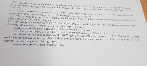 Solved -9. Calculate heating and mechanical ventilation hest | Chegg.com