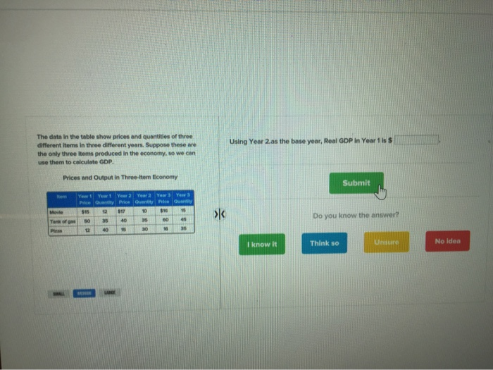 Solved Using Year 2 as the base year, Real GDP In Year 1 is | Chegg.com