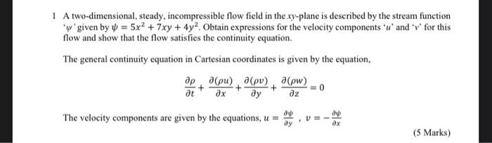 Solved A two-dimensional, steady, incompressible flow field | Chegg.com