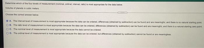 Solved Determine which of the four levels of measurement | Chegg.com