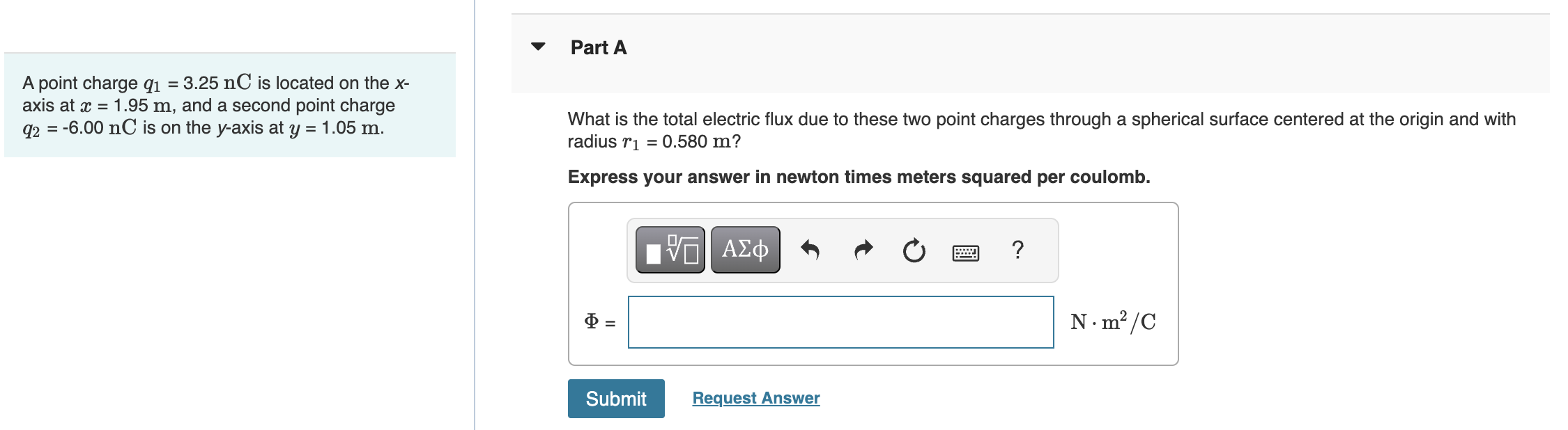 Solved Part AA point charge q1=3.25nC is ﻿located on ﻿the | Chegg.com