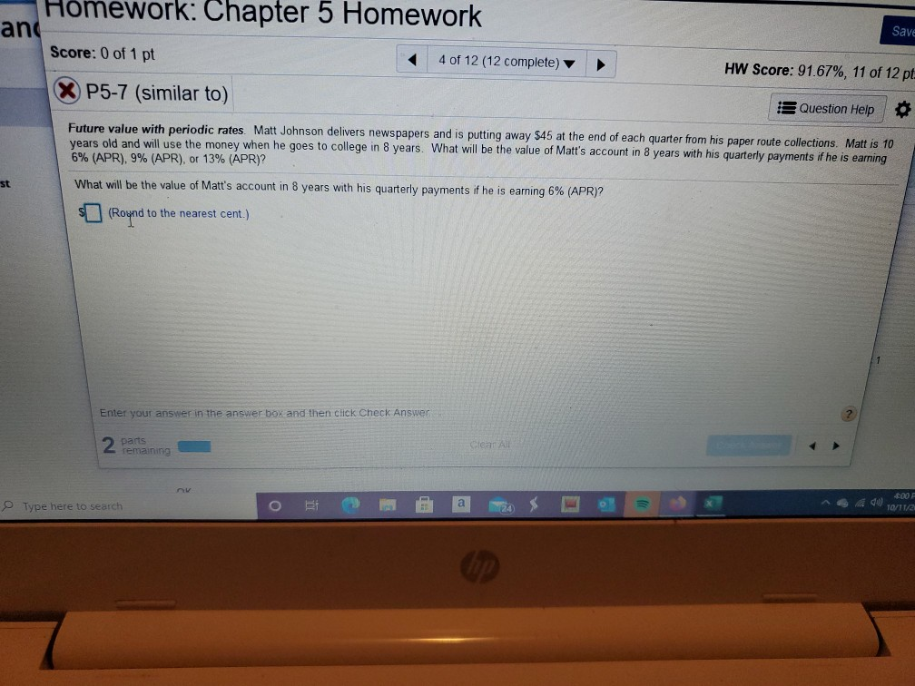 Solved Homework Chapter 5 Homework And Save Score 0 Of 1