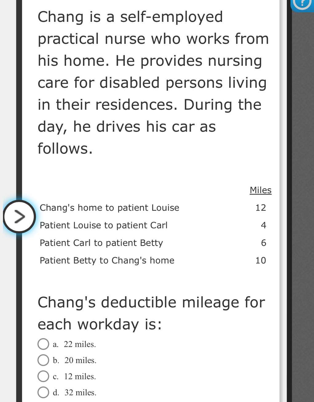 Solved Chang is a self-employed practical nurse who works | Chegg.com