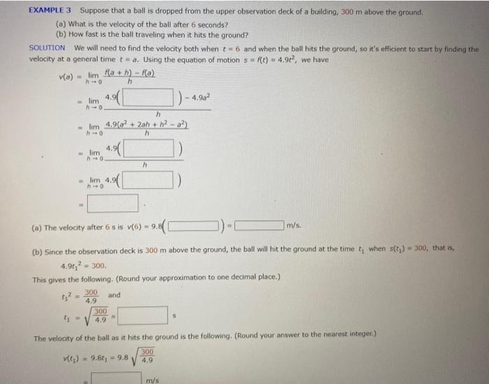 Solved EXAMPLE 3 Suppose that a ball is dropped from the | Chegg.com