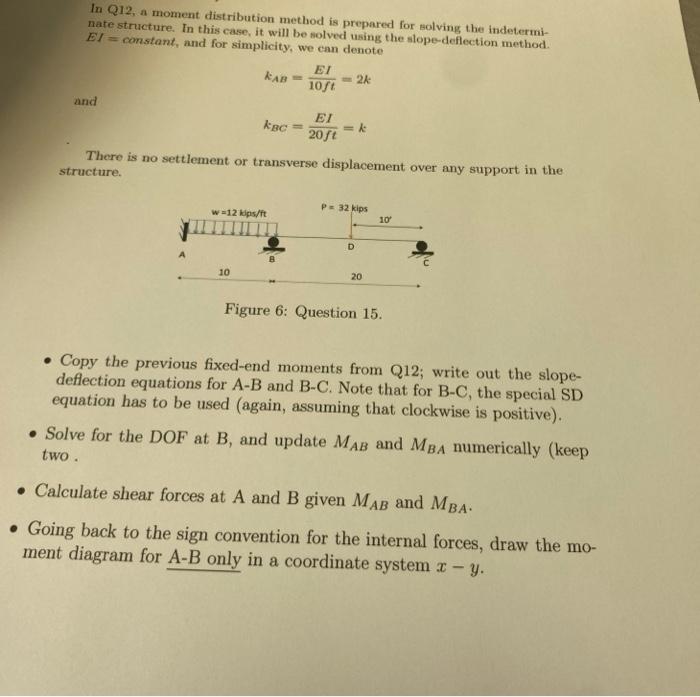 Solved In Q12, a moment distribution method is prepared for | Chegg.com