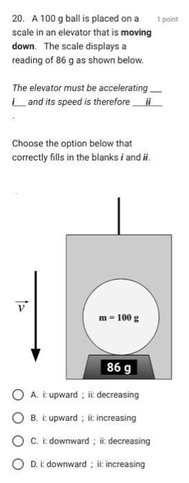 Solved 20. A 100 g ball is placed on a 1 posint scale in an | Chegg.com