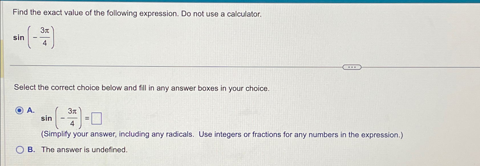 Find the exact value of the following expression. Do | Chegg.com