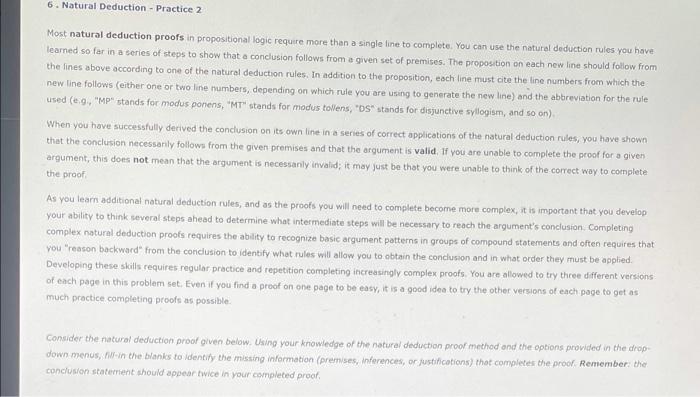 6. Natural Deduction - Practice 2 Most natural | Chegg.com