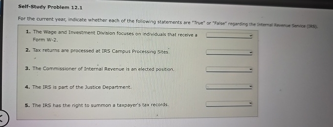 Solved Self-Study Problem 12.1For the current year, indicate | Chegg.com