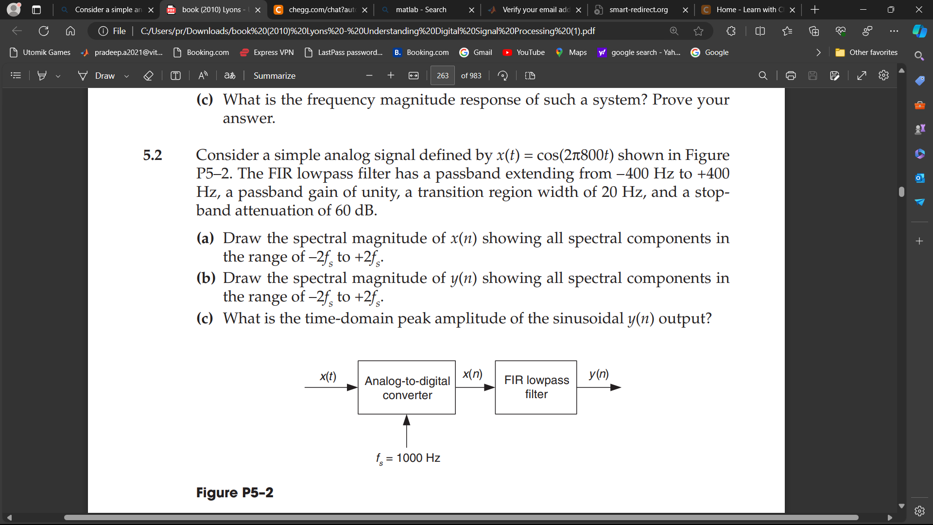 Consider a simple analog signal defined by x(t) = | Chegg.com