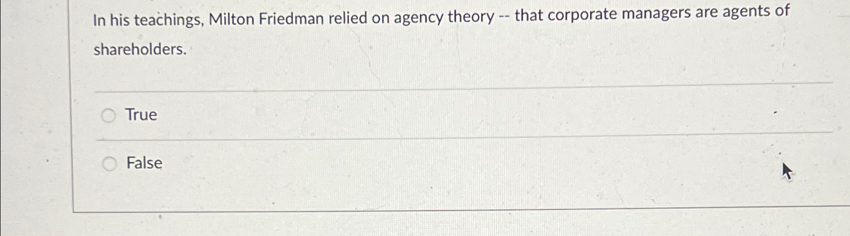 Solved In his teachings, Milton Friedman relied on agency | Chegg.com