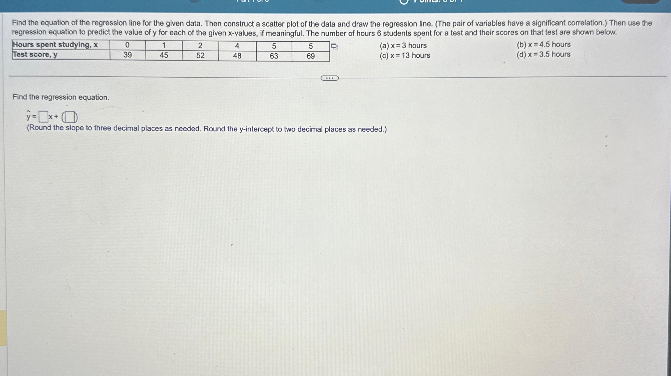 Solved Find the regression | Chegg.com