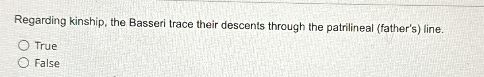 Solved Regarding kinship, the Basseri trace their descents | Chegg.com