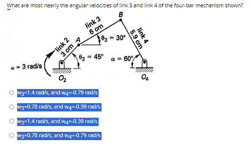 Solved What are most nearly the angular velocities of ﻿link | Chegg.com