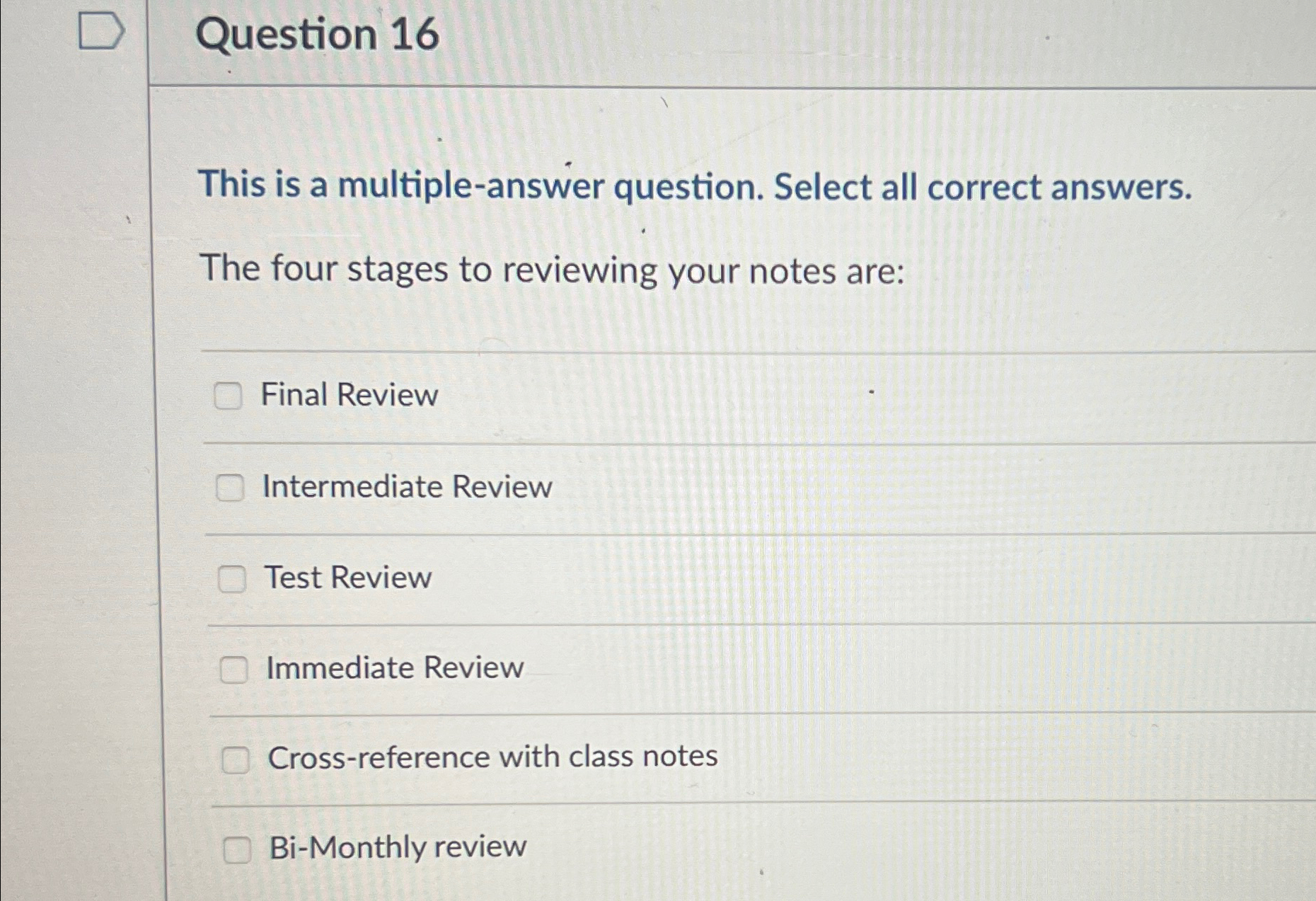 Question 16This is a multiple-answer question. Select | Chegg.com