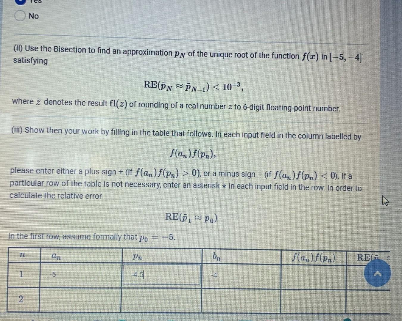 (Bisection Method). All numerical answers should be | Chegg.com