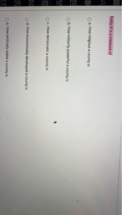 Solved Polity IV is a measure of a. How religious a county | Chegg.com