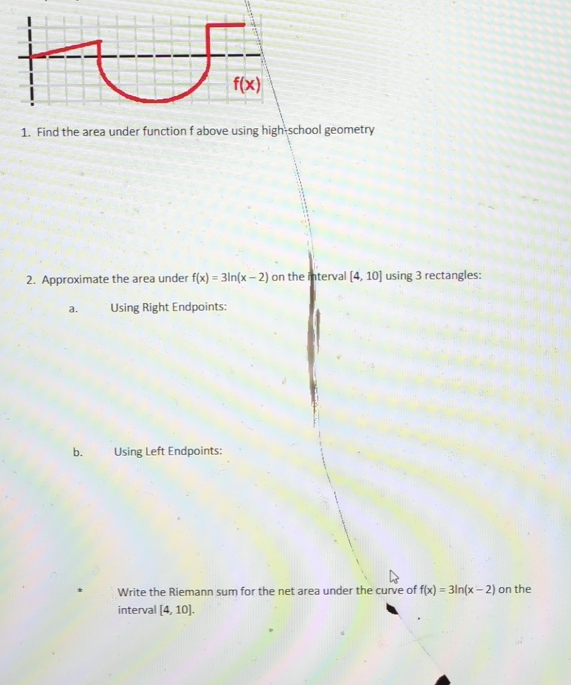Solved Find the area under function f ﻿above using | Chegg.com