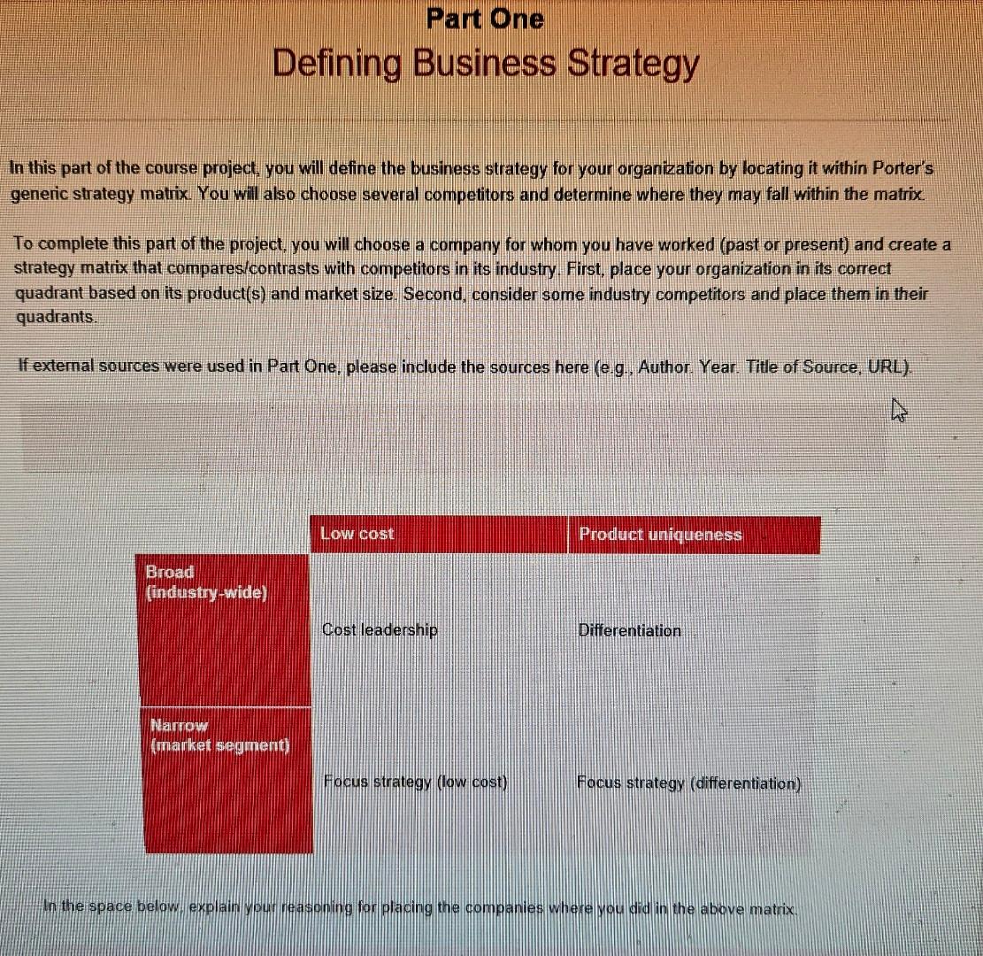 Solved In this project, you will: - Define a business | Chegg.com