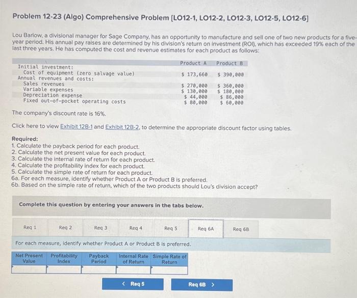 Solved Problem 12-23 (Algo) Comprehensive Problem [LO12-1, | Chegg.com