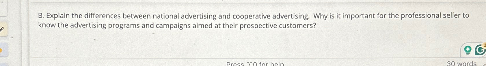 Solved B. ﻿Explain the differences between national | Chegg.com