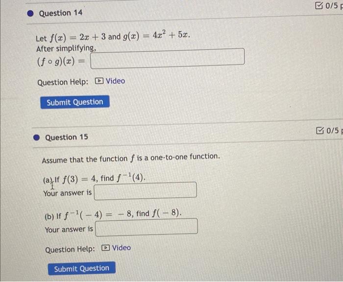 Solved Let f(x)=2x+3 and g(x)=4x2+5x. After simplifyin | Chegg.com