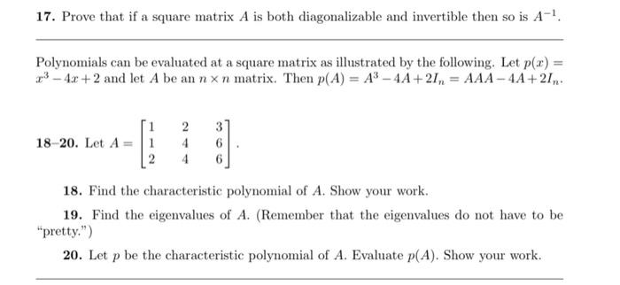 Solved 17. Prove that if a square matrix A is both | Chegg.com