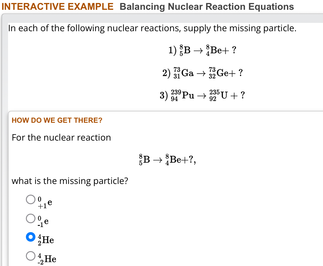Solved INTERACTIVE EXAMPLE Balancing Nuclear Reaction | Chegg.com