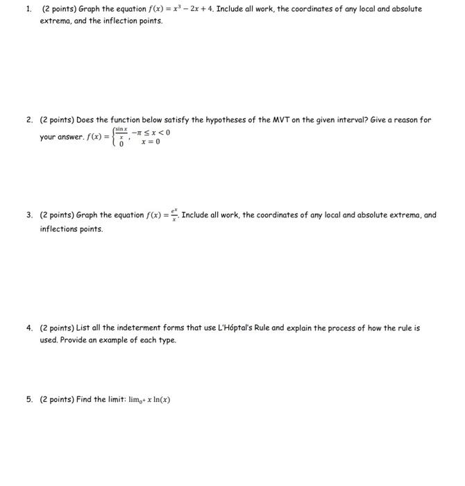Solved 1. (2 points) Graph the equation f(x)=x3−2x+4. | Chegg.com